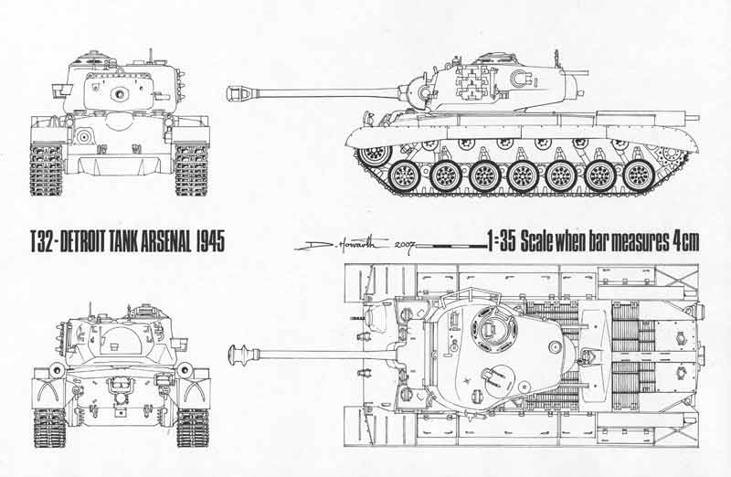 Scale drawings of America's monster T32 tank in 1/35 scale | Finescale ...